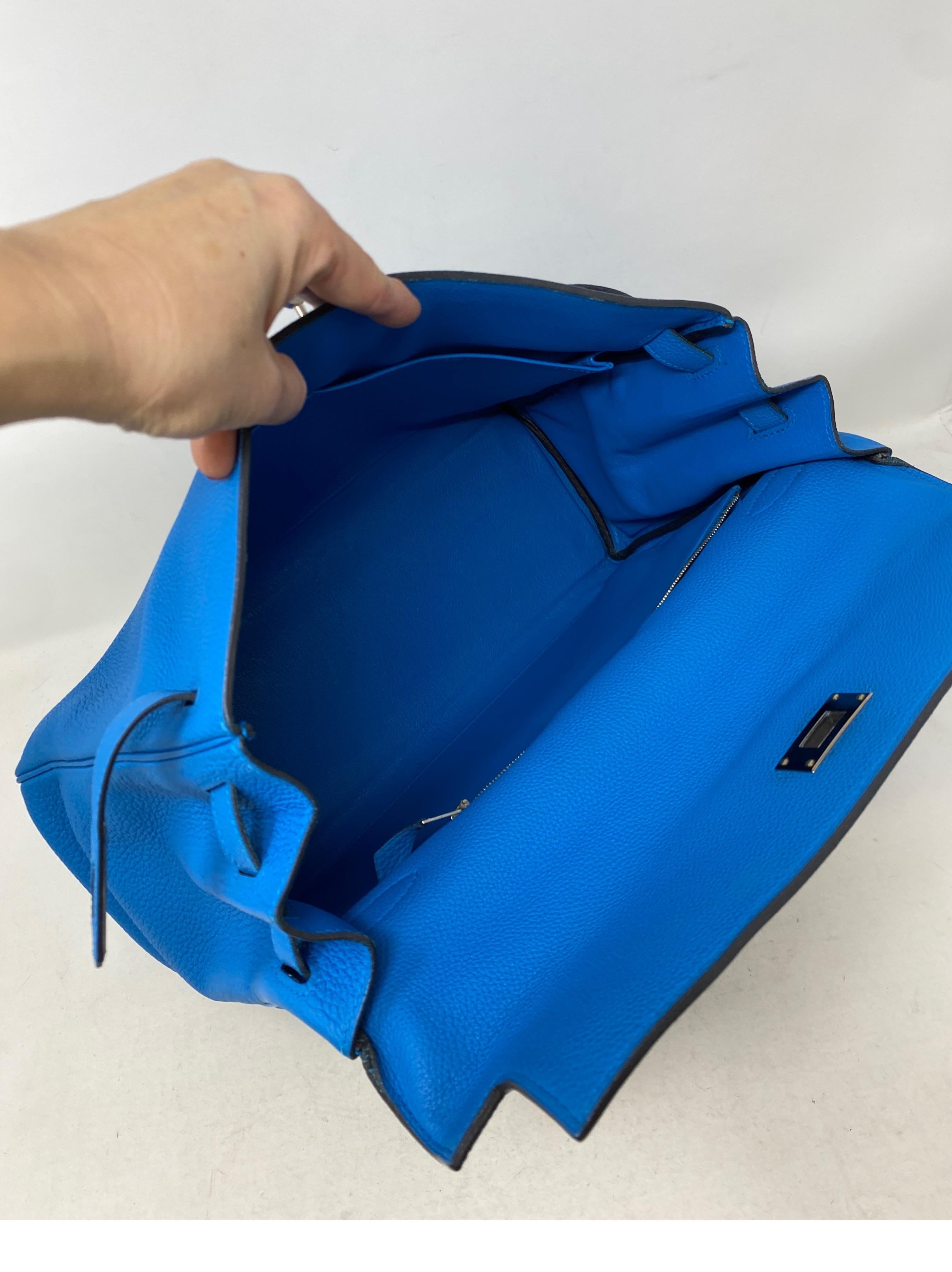 Hermes Kelly 35 Zanzibar Blue Bag at 1stDibs