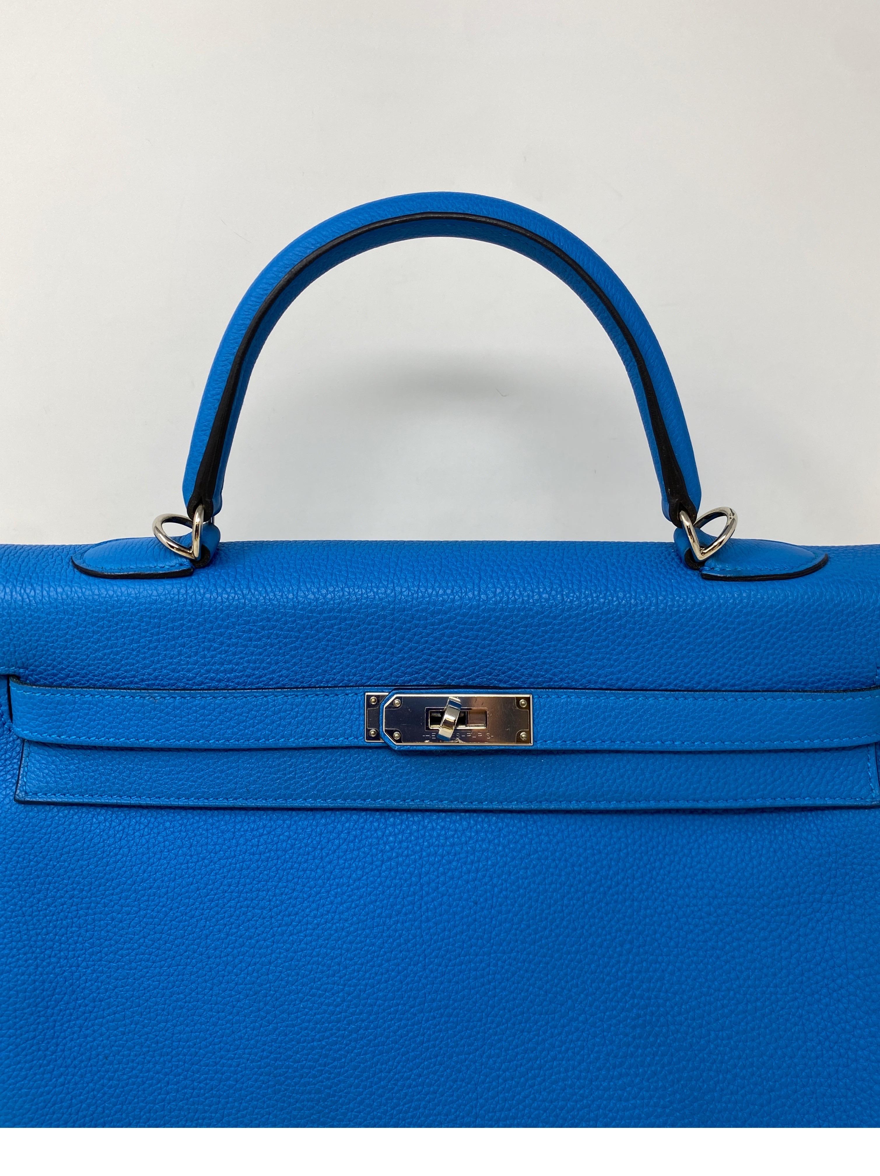 Hermes Kelly 35 Zanzibar Blue Bag at 1stDibs