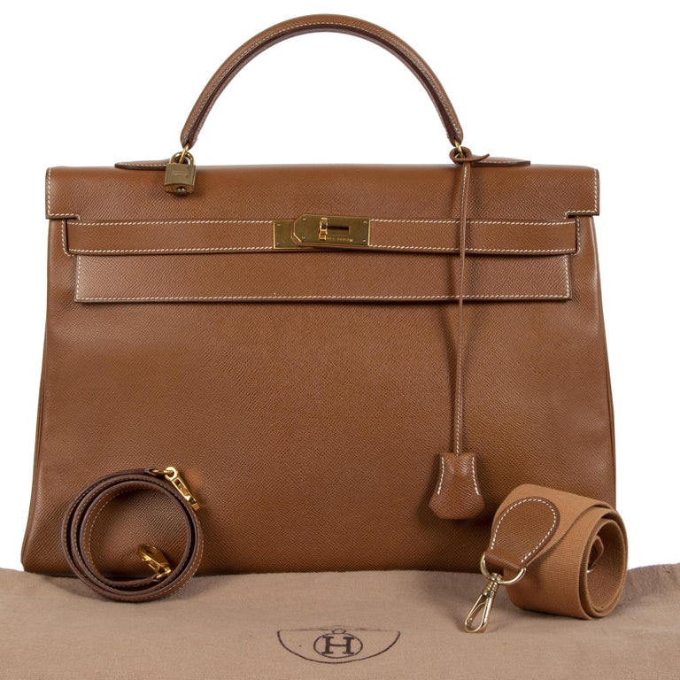 Hermès Kelly 40 Gold Courchevel at 1stDibs