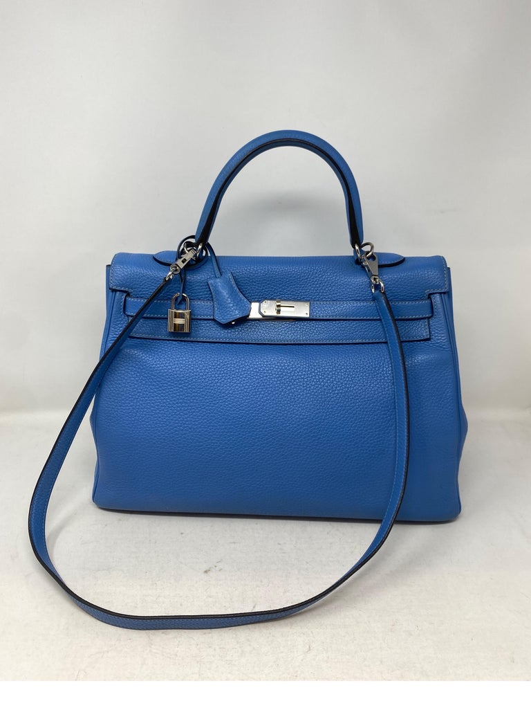 Hermes Kelly Blue 35 Bag For Sale at 1stDibs