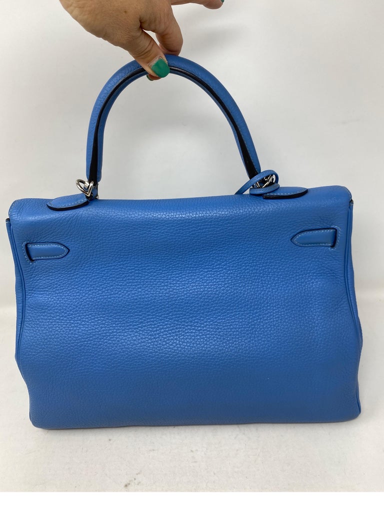 Hermes Kelly Blue 35 Bag For Sale at 1stDibs