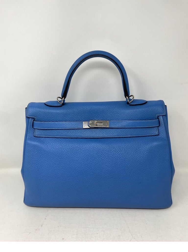 Hermes Kelly Blue 35 Bag For Sale at 1stDibs