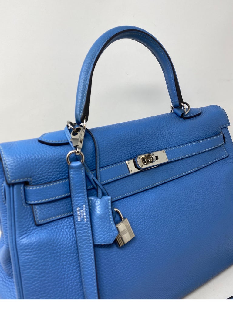 Hermes Kelly Blue 35 Bag For Sale at 1stDibs