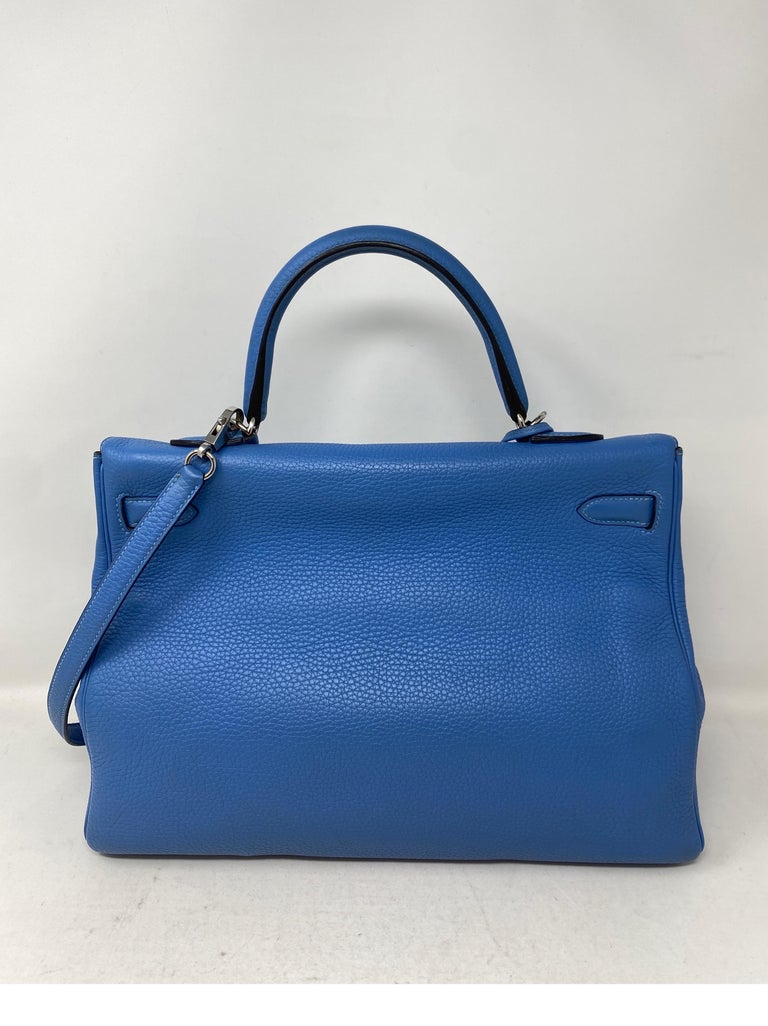 Hermes Kelly Blue 35 Bag For Sale at 1stDibs