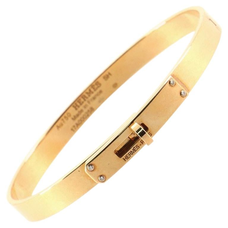 Hermes Kelly Bracelet 18K Rose Gold with Diamonds Small .02CT at 1stDibs
