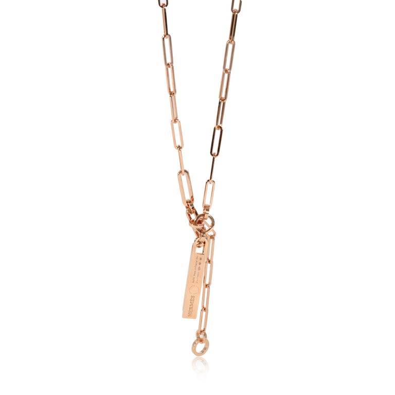 Hermes Kelly Chaine Lariat Necklace in 18k Rose Gold 0.62 CTW For Sale ...