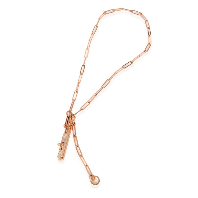 Hermes Kelly Chaine Lariat Necklace in 18k Rose Gold 0.62 CTW For Sale ...
