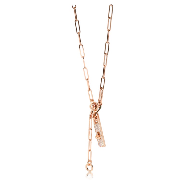 Hermes Kelly Chaine Lariat Necklace in 18k Rose Gold 0.62 CTW For Sale ...