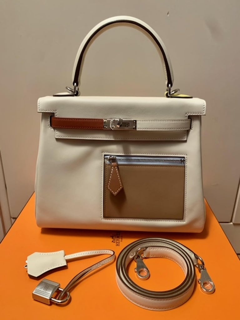 Hermes Kelly Colormatic Bag 25 retourne Nata/Cuivre/Lime/Mauve ...