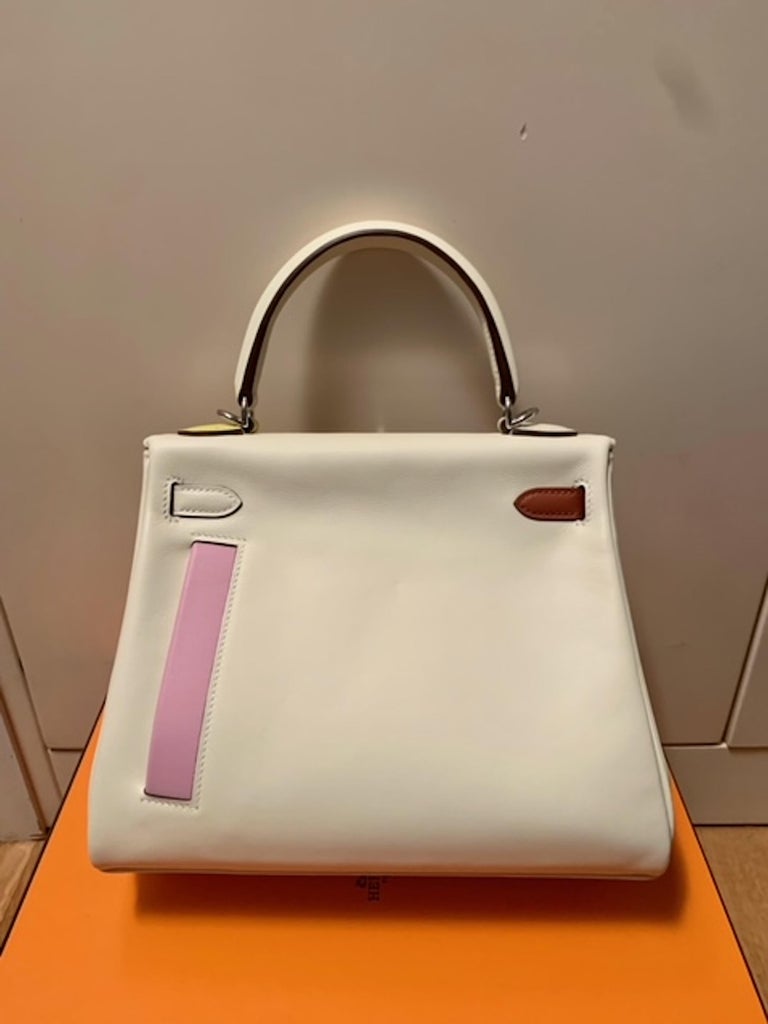 Hermès - Sac Kelly Colormatic 25 retourne Nata/Cuivre/Lime/Mauve ...