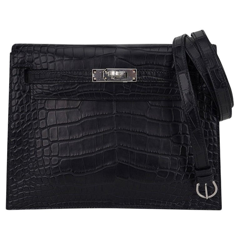 Hermes Kelly Danse Bag Matte Black Crocodile Rare Limited Edition For ...