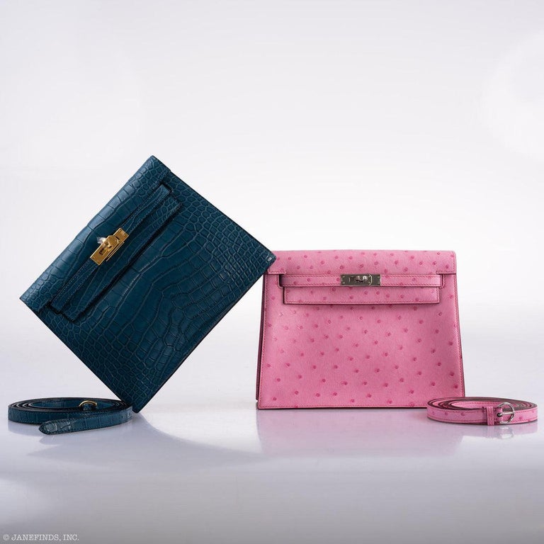 Hermès Kelly Danse II Bubblegum Pink 5P Ostrich Palladium Hardware For ...