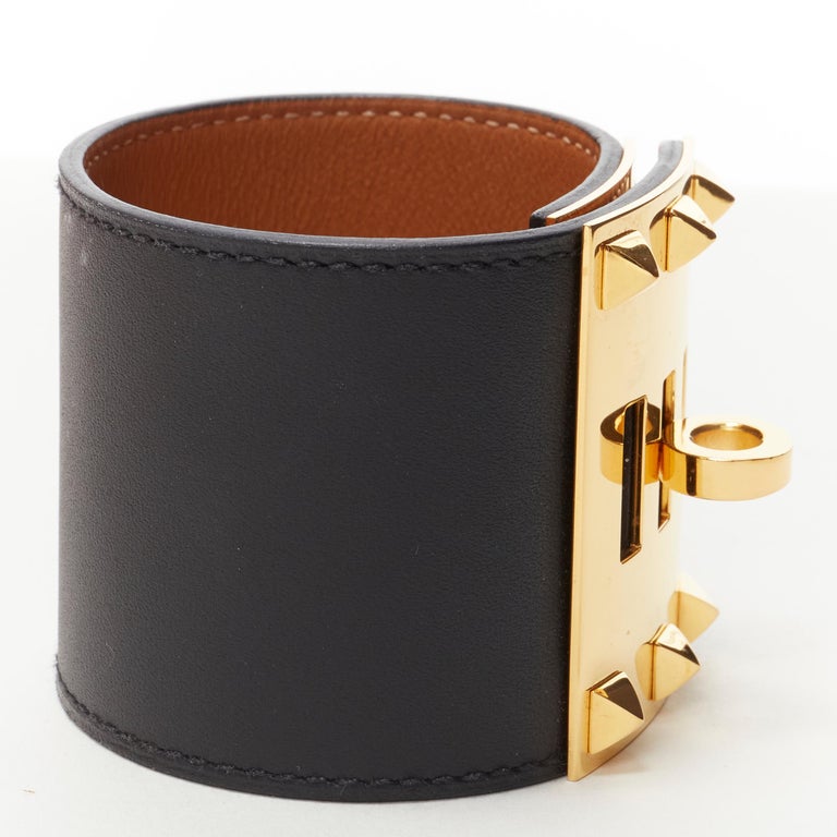 HERMES Kelly Dog Extreme 18k yellow gold plated brass turnlock stud ...