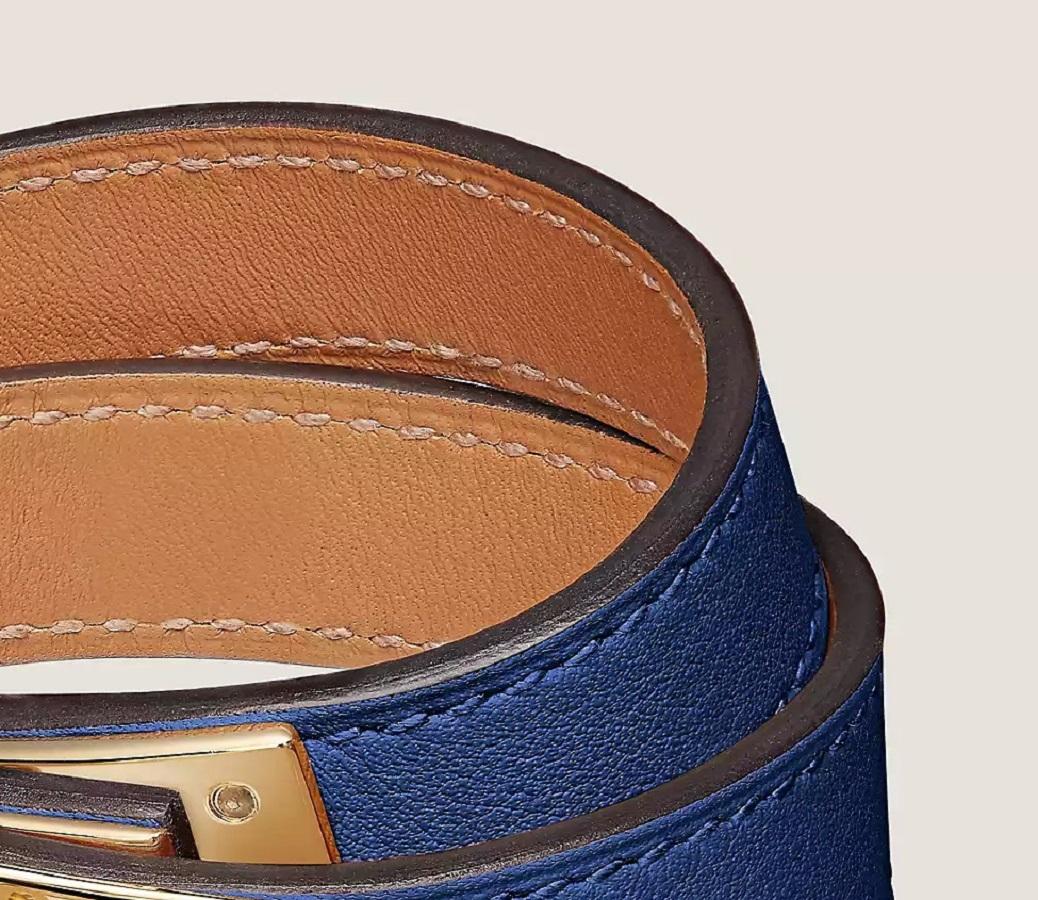 Hermes Kelly Double Tour bracelet Bleu Saphir Swift calfskin Size T1 14 ...