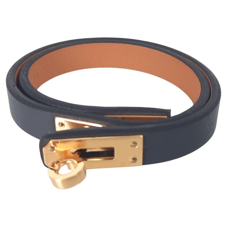 Hermes Kelly Double Tour Bracelet Colour Black Gold-Plated Mini Closure ...