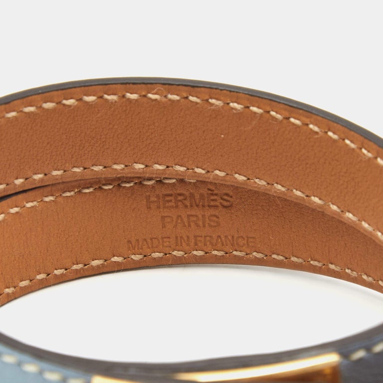 Hermes Kelly Double Tour Leather Gold Plated Wrap Bracelet For Sale at ...