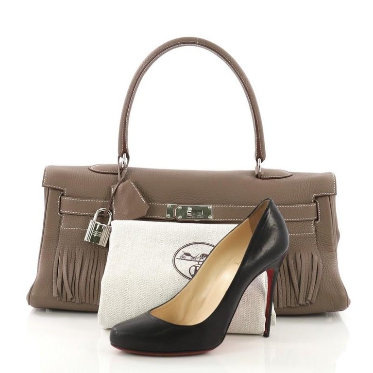 Hermes Kelly Fringe Shoulder Bag Clemence 42 at 1stDibs