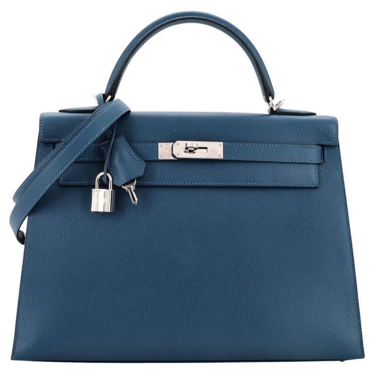 Hermes Kelly Handbag Deep Blue Epsom with Palladium Hardware 32 For ...