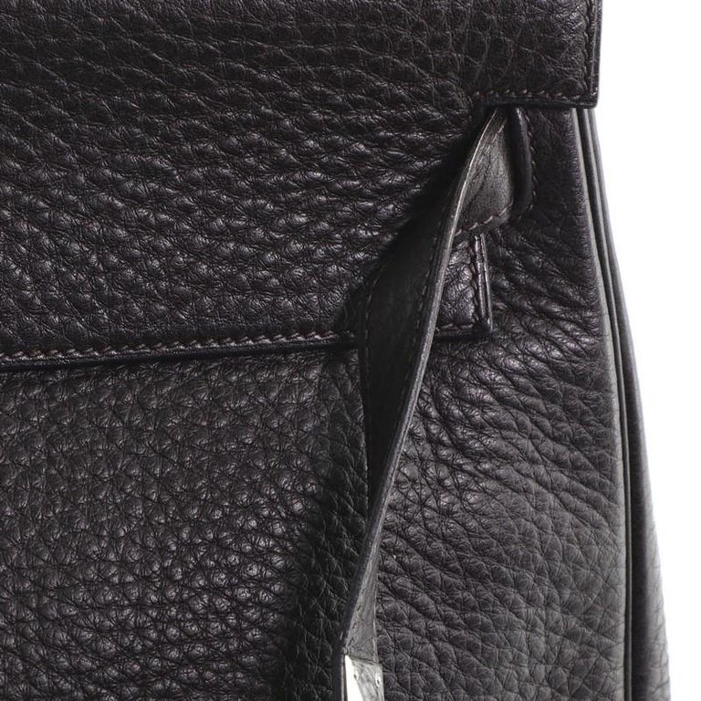 Hermes Kelly Handbag Ebene Clemence with Palladium Hardware 32 at ...