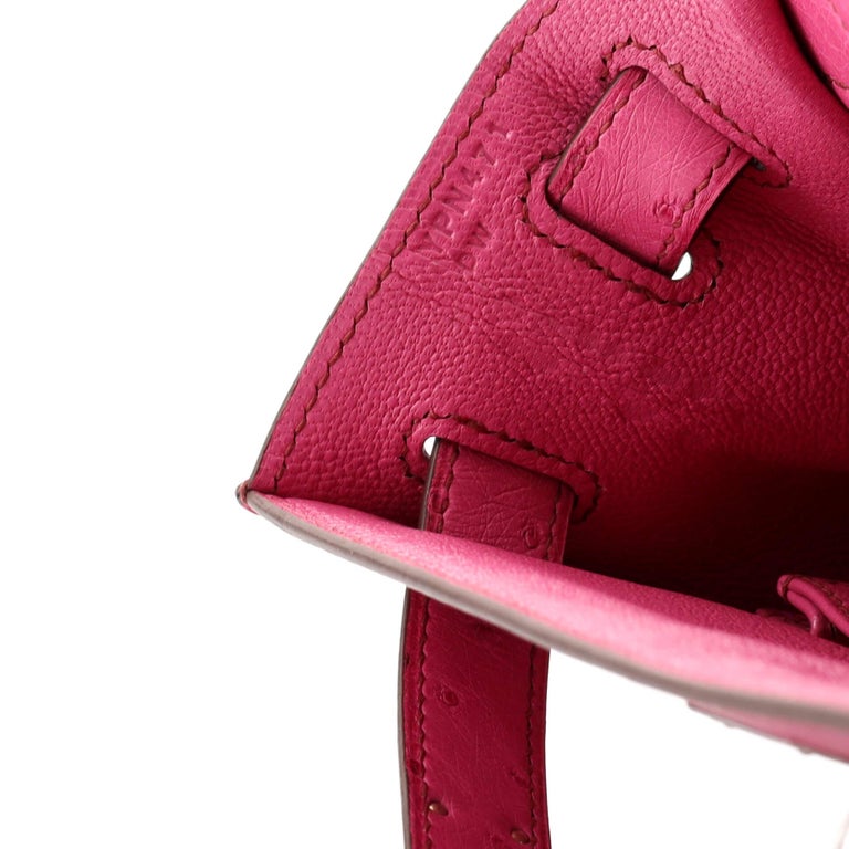 Hermes Kelly Handbag Fuchsia Ostrich with Palladium Hardware 28 For ...