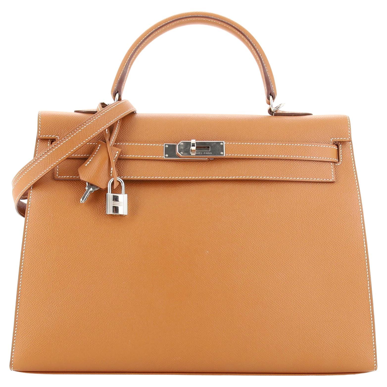 Kelly Handbag Toile and Noir Box Calf with Gold Hardware 35 at 1stDibs