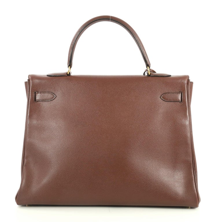 Hermes Kelly Handbag Havane Courchevel with Gold Hardware 35 at 1stDibs