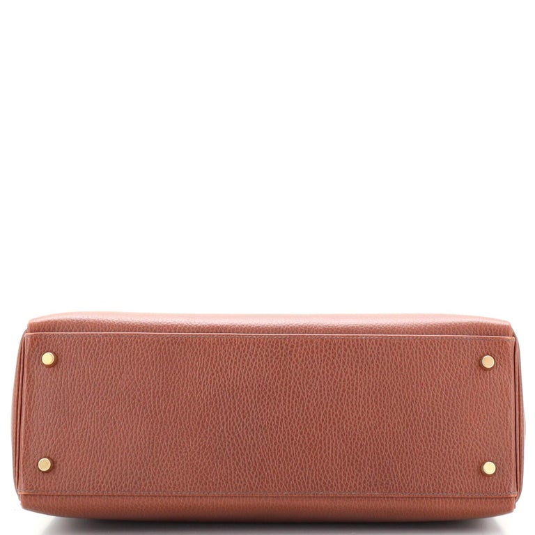 Hermes Kelly Handbag Marron Foncé Ardennes with Gold Hardware 35 For ...