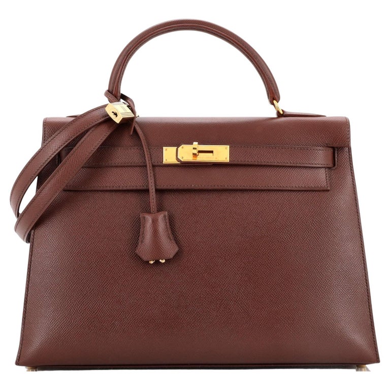 Hermes Kelly Handbag Marron Foncé Courchevel with Gold Hardware 32 For ...