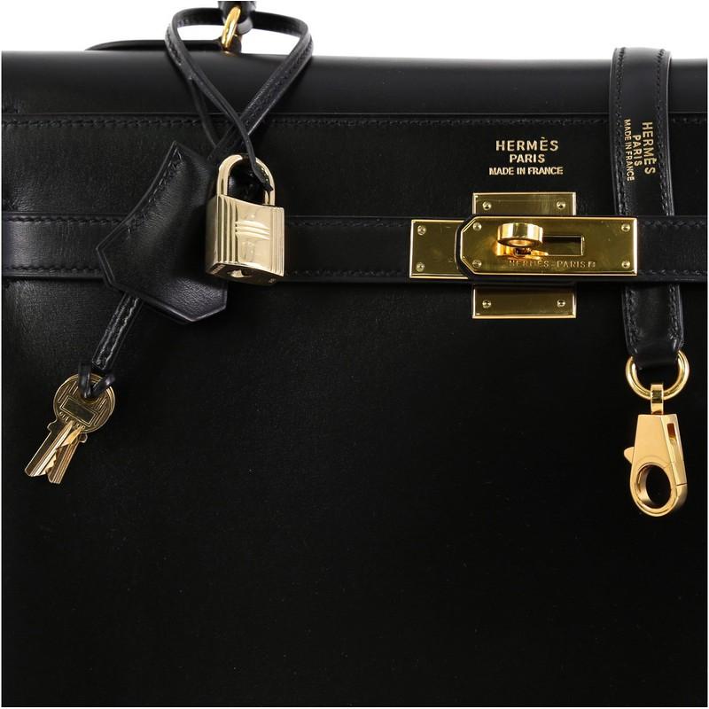 Hermes Kelly Handbag Noir Box Calf with Gold Hardware 35 at 1stDibs