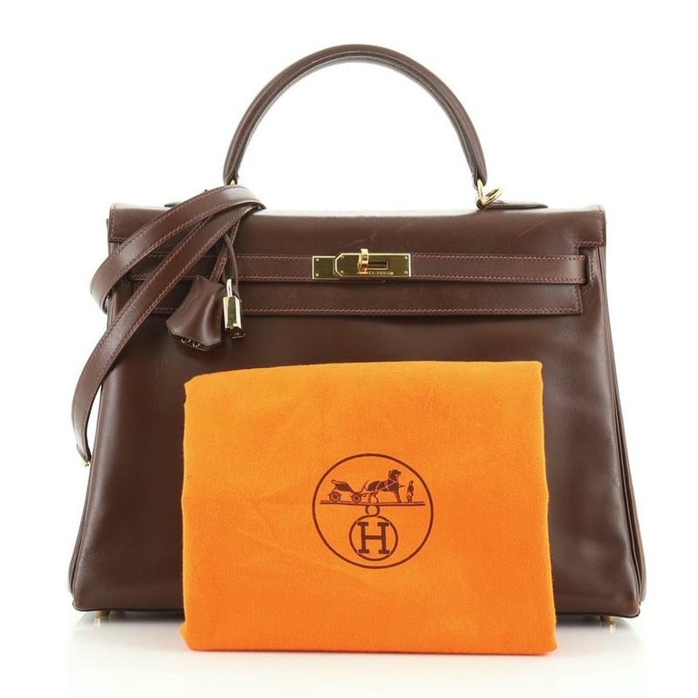 Hermes Kelly Handbag Noisette Box Calf With Gold Hardware 35 For Sale ...