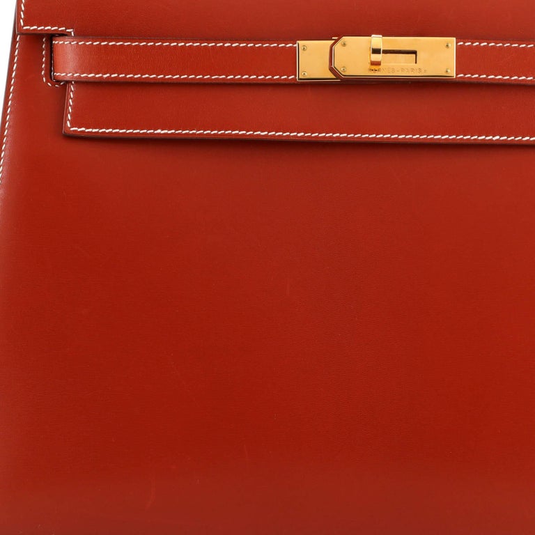 Hermes Kelly Handbag Red Box Calf with Gold Hardware 32 For Sale at 1stDibs