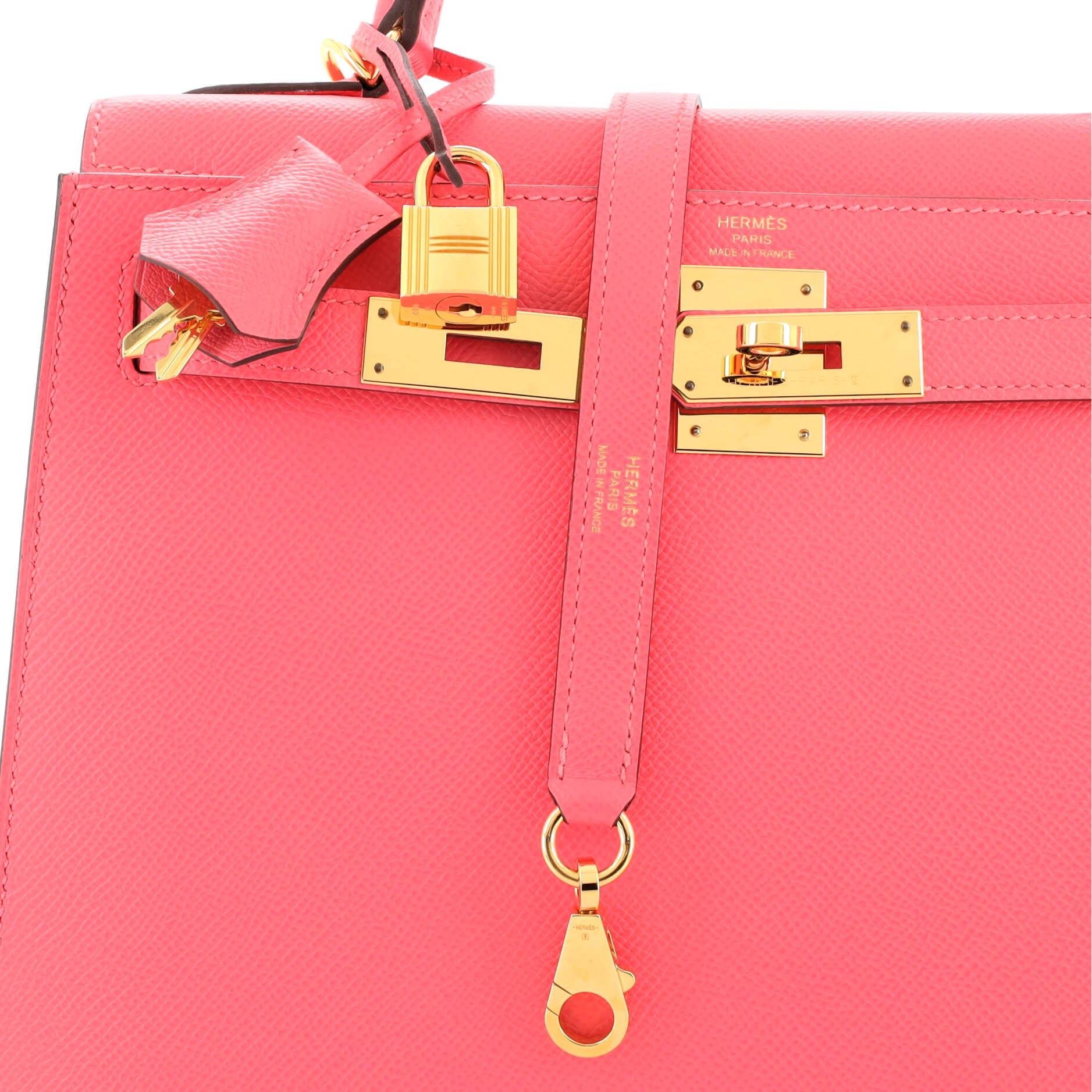 Hermes Kelly Handbag Rose Azalée Epsom with Gold Hardware 28 For Sale ...