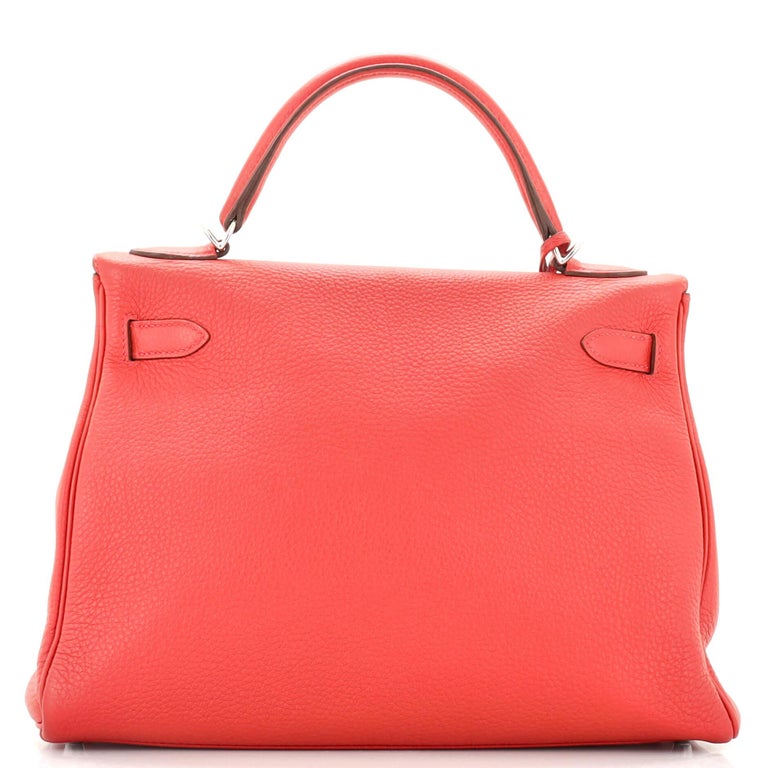 Hermes Kelly Handbag Rouge Garance Togo with Palladium Hardware 32 For ...