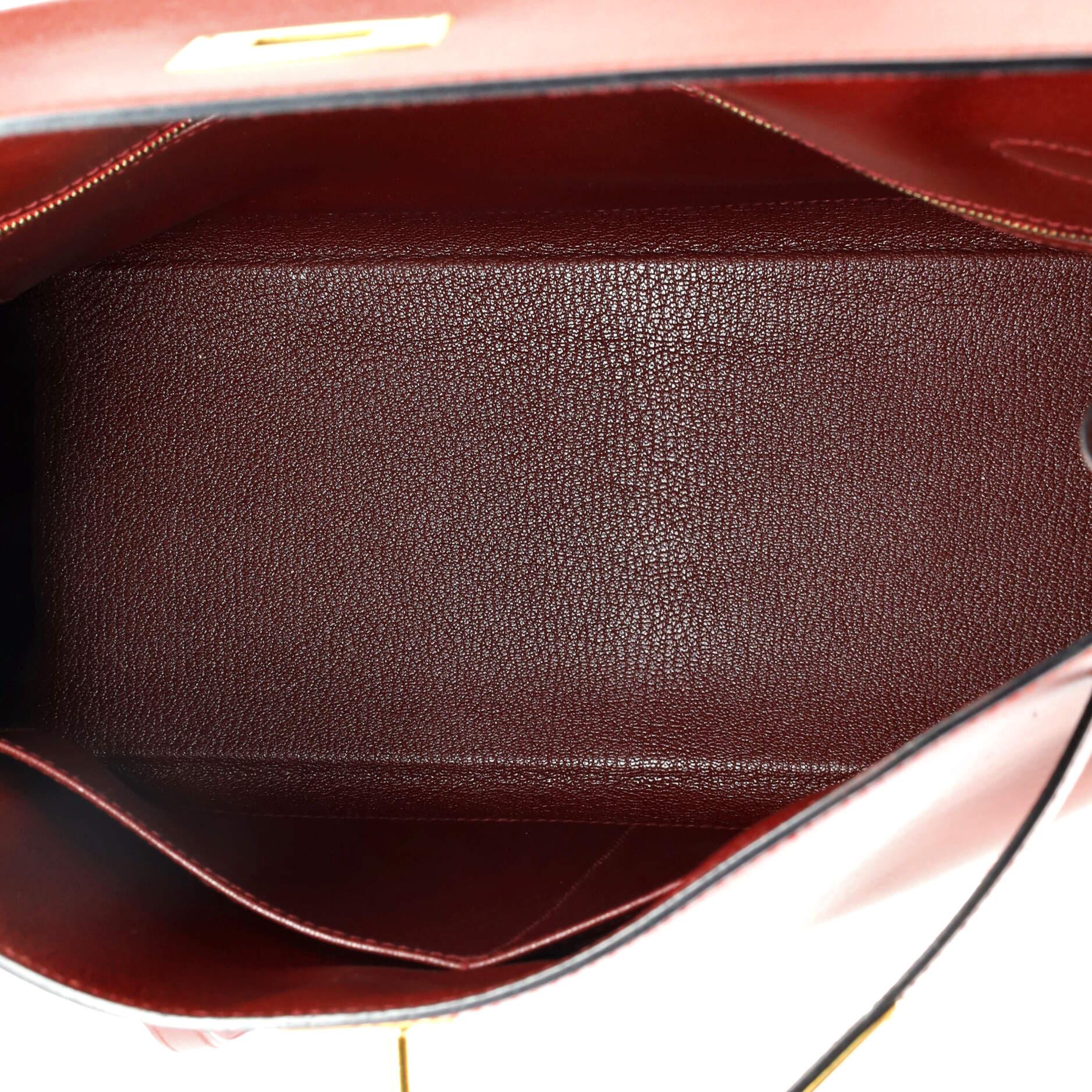 Hermes Kelly Handbag Rouge H Box Calf with Gold Hardware 32 For Sale at ...