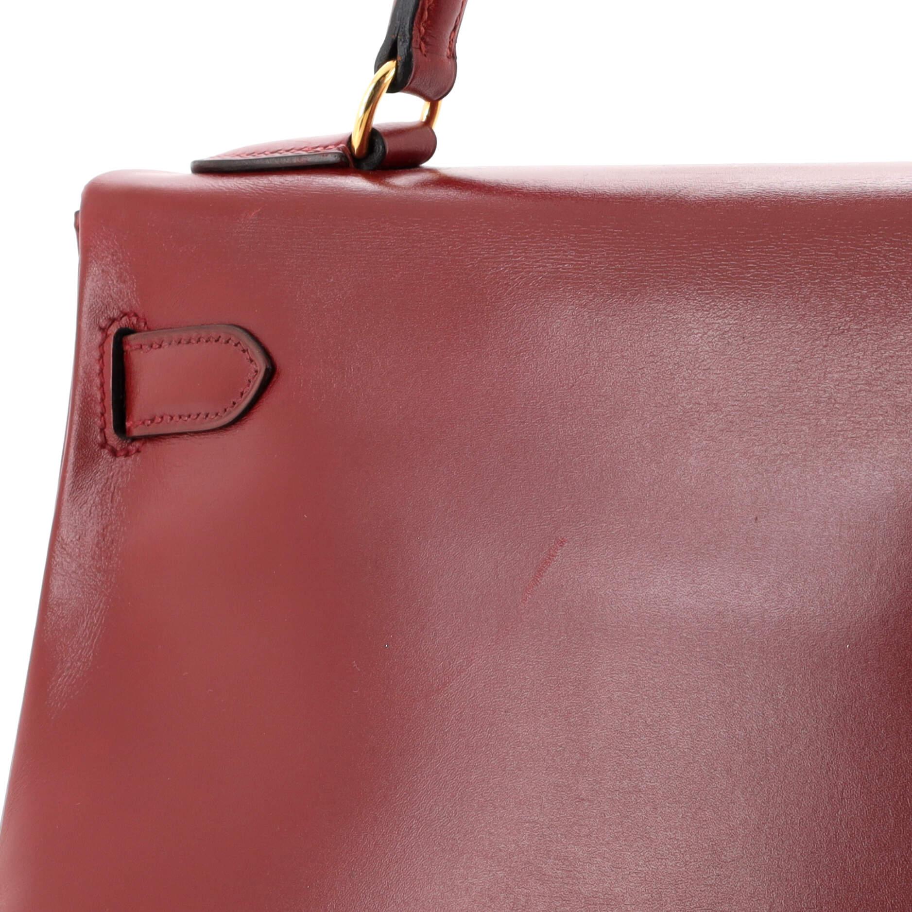 Hermes Kelly Handbag Rouge H Box Calf with Gold Hardware 32 For Sale at ...