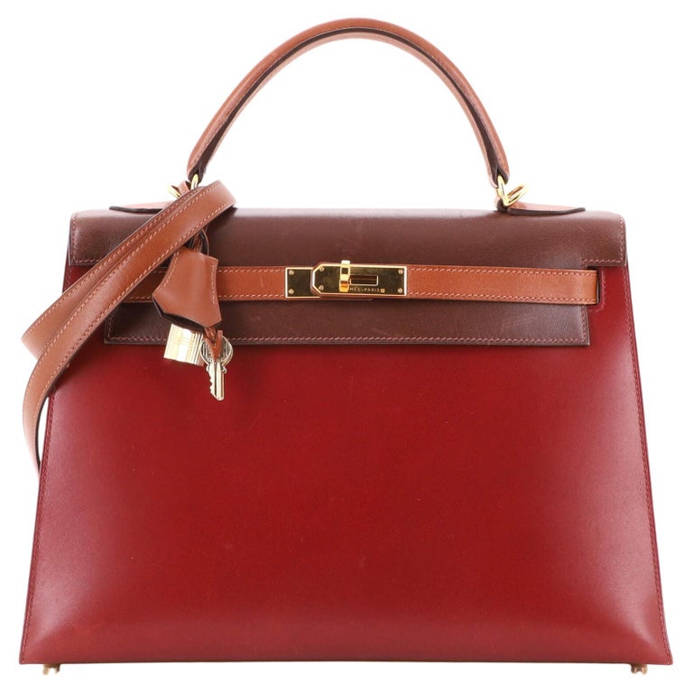 Hermes Kelly Handbag Tricolor Box Calf with Gold Hardware 32 For Sale ...