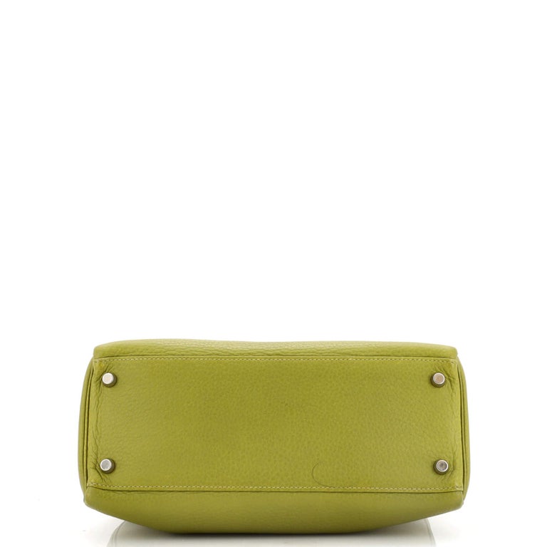 Hermes Kelly Handbag Vert Chartreuse Clemence with Palladium Hardware ...