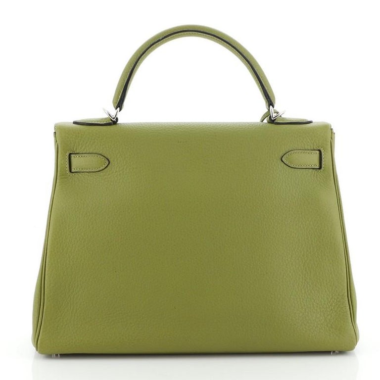 Hermes Kelly Handbag Vert Chartreuse Clemence With Palladium Hardware ...