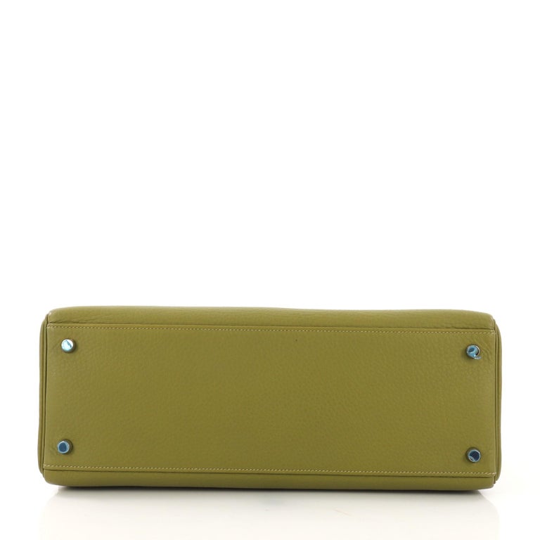 Hermes Kelly Handbag Vert Chartreuse Clemence with Palladium Hardware ...