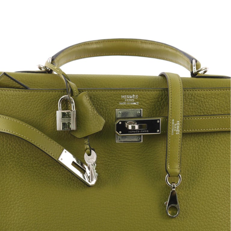 Hermes Kelly Handbag Vert Chartreuse Clemence with Palladium Hardware ...