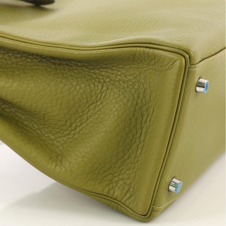 Hermes Kelly Handbag Vert Chartreuse Clemence with Palladium Hardware ...