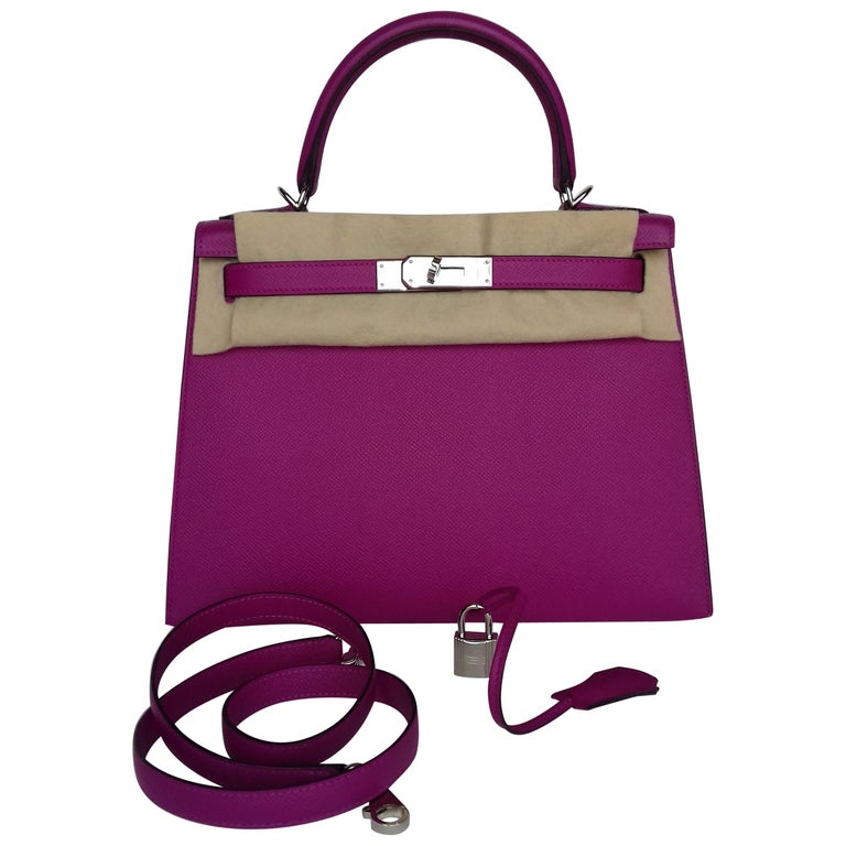 Hermès Kelly II Bag Sellier Epsom Rose Pourpe Palladium Hdw 28 cm Full ...