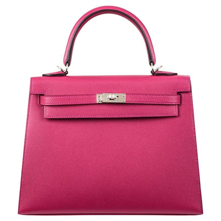 Hermés Kelly II Sellier 25cm Verso Rose Pourpre/Sienna Veau Madame PHW ...