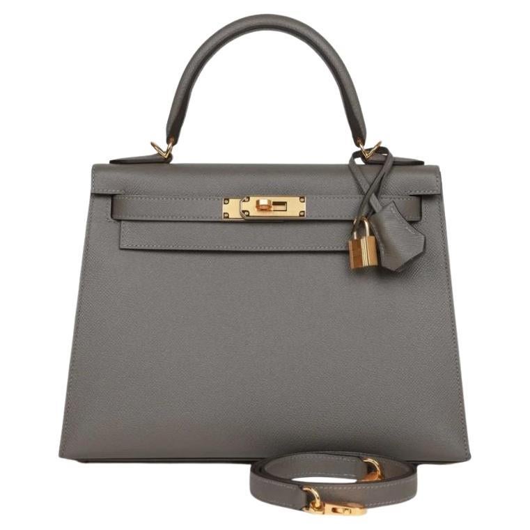 Hermes Kelly II Sellier 28 Gris Meyer Epsom Leather For Sale at 1stDibs