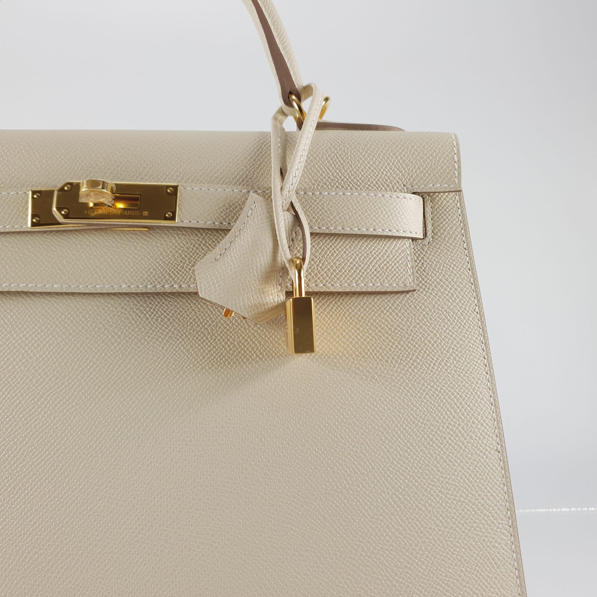 Hermes Kelly II Sellier 32 Epsom Craie Ghw For Sale at 1stDibs