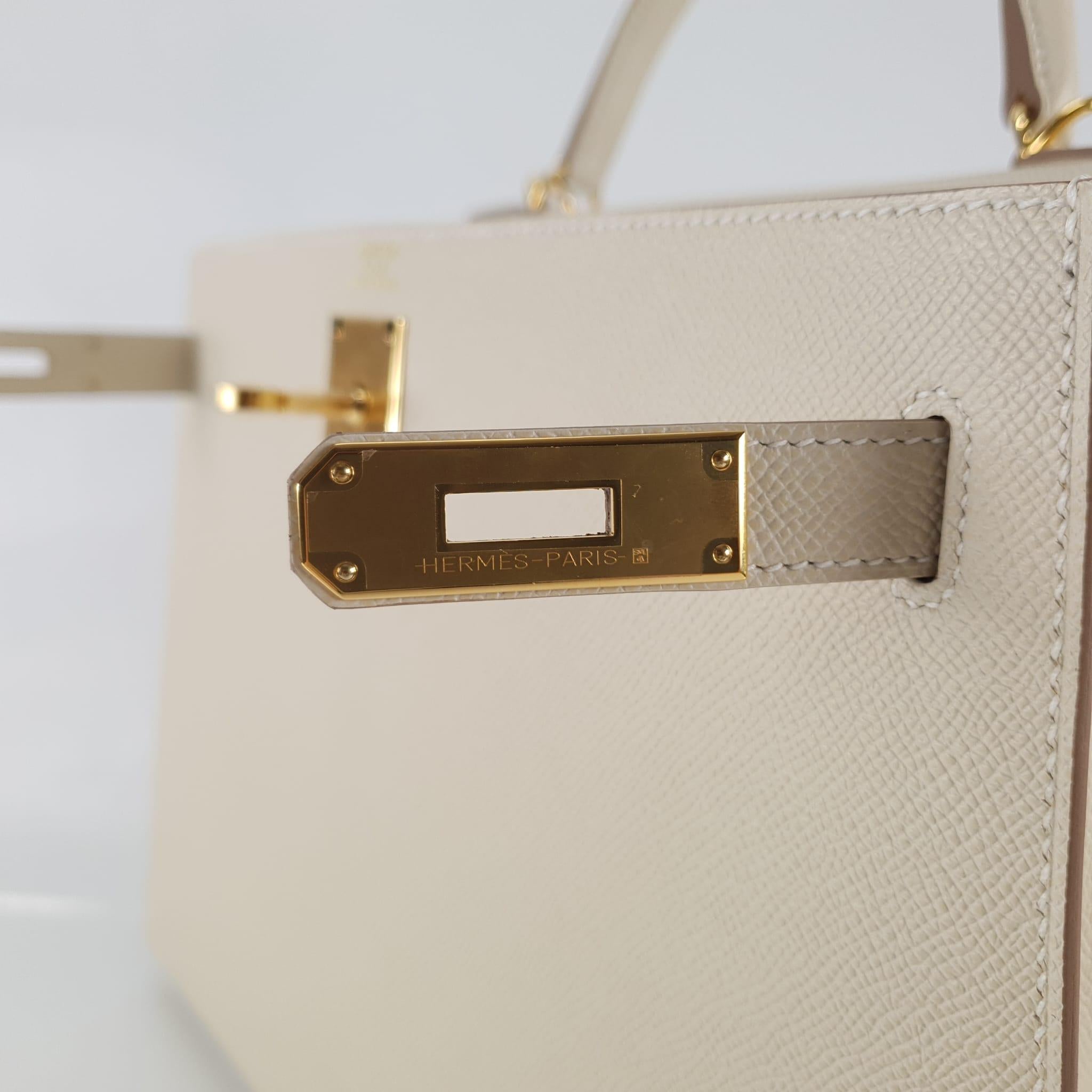 Hermes Kelly II Sellier 32 Epsom Craie Ghw For Sale at 1stDibs
