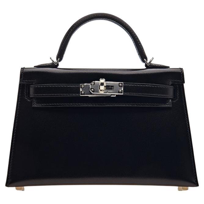 Hermes Kelly II 20 Sellier Mini 89 Noir Box Leather Palladium Hardware ...
