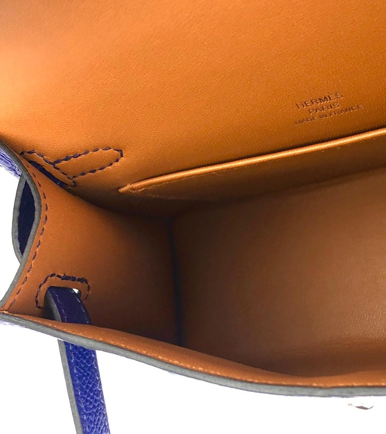 Hermes Kelly Mini 20 Bag Tricolor Blue Electric Blue Encre Gold Epsom ...