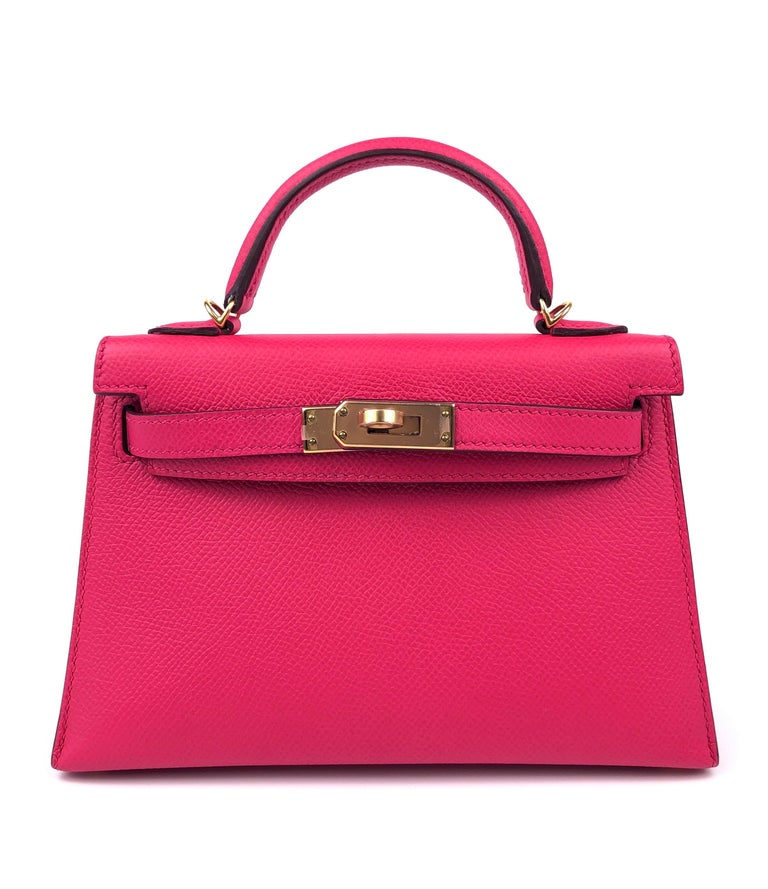 Hermes Kelly Mini 20 Rose Extreme Pink Epsom Gold Hardware at 1stDibs