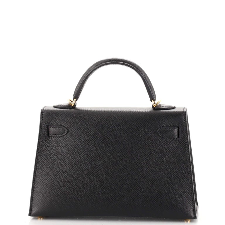 Hermes Kelly Mini II Bag Noir Epsom with Gold Hardware 20 For Sale at ...